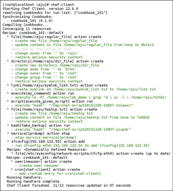 Chef Recipes to Configure the Desired State of a System