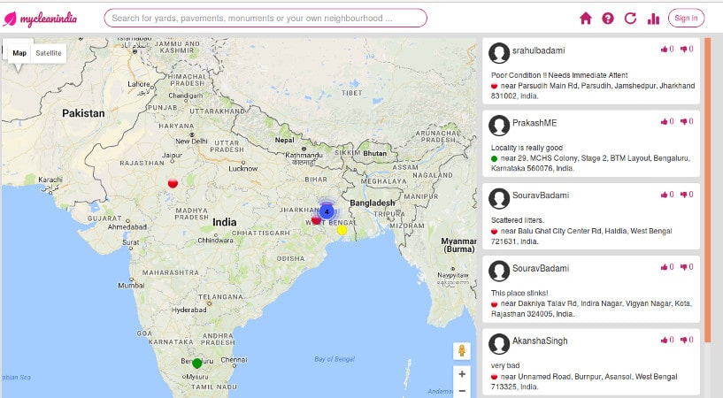 Indian student develops web app to let citizens track cleanliness ...