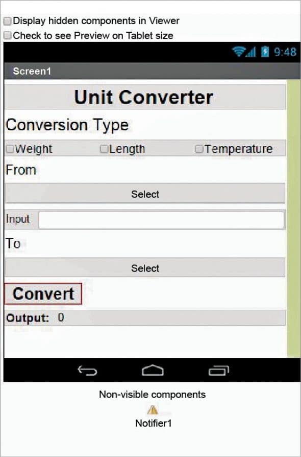 Building a unit conversion Android app in app inventor 2