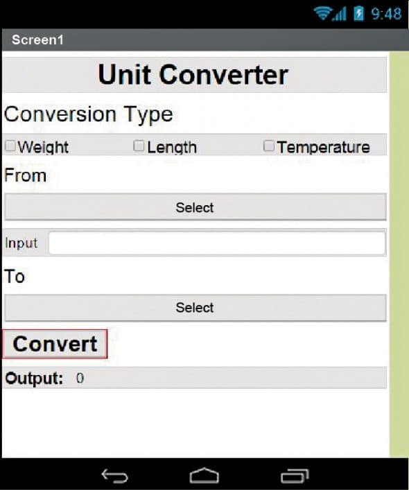 Building a unit conversion Android app in app inventor 2