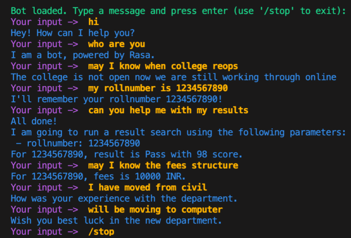 Using the Rasa Framework for Creating Chatbots
