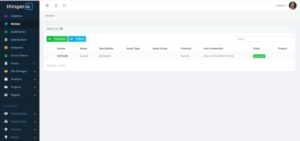 Connecting Internet of Things Devices on Thinger.io